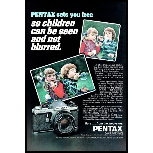 Pentax | Art | 978 Pentax Sets You Free Vintage Print Ad Children ...
